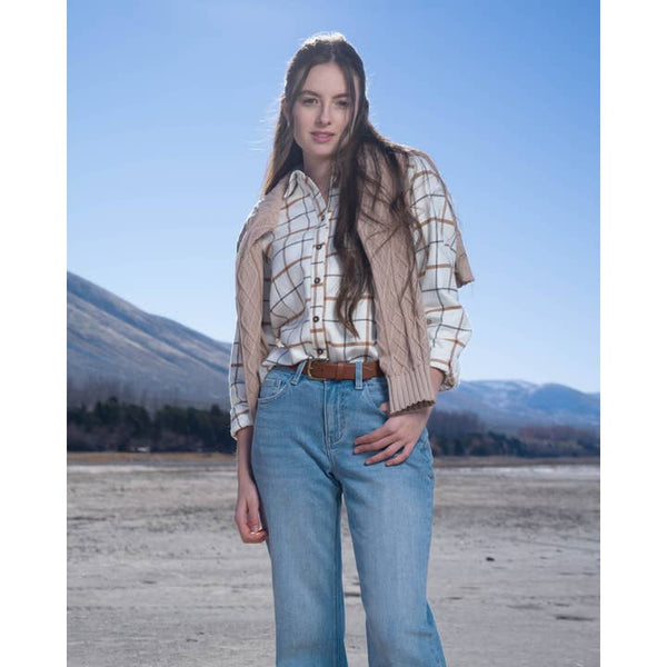 Danielle Button Up Shirt, Birch Plaid | Downeast - MECO7