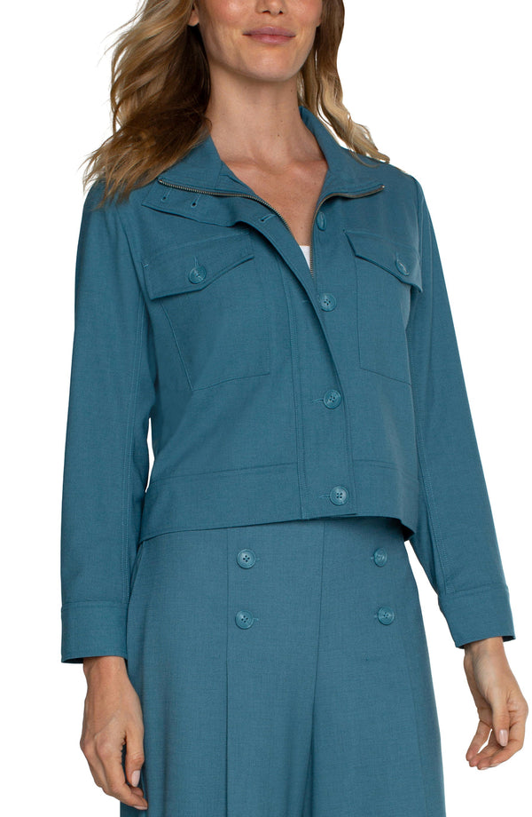 Utility Crop Jacket, Ocean Blue | LIVERPOOL - MECO7