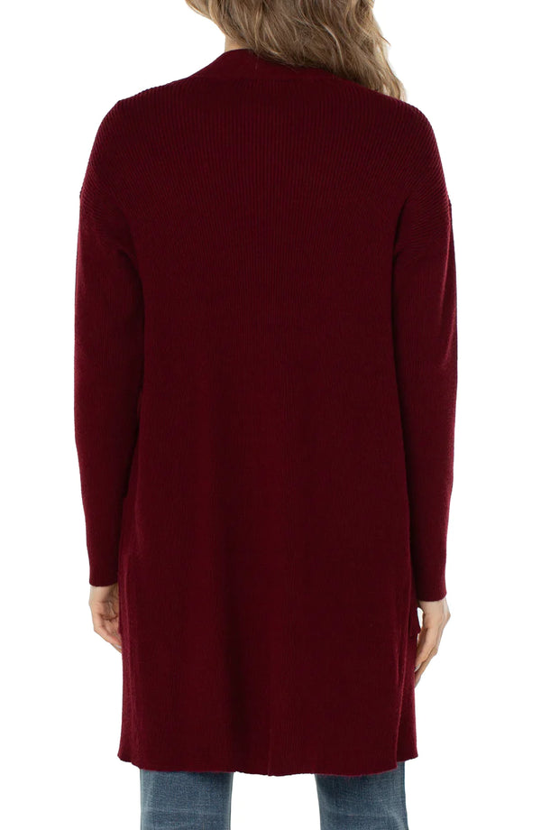 Open Front Cardigan Sweater, Deep Red Velvet | LIVERPOOL - MECO7